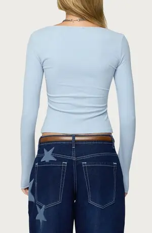 EDIKTED Keyhole Cutout Long Sleeve Top