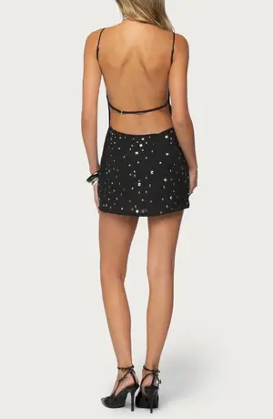 EDIKTED Studded Backless Mini Dress