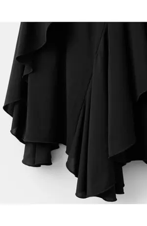 Mango Asymmetric Ruffle Midi Skirt