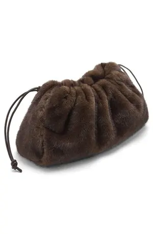 Mango Faux Fur Drawstring Clutch