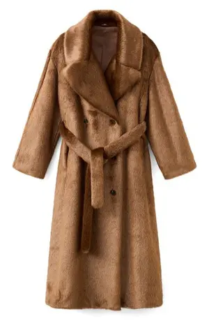 Mango Faux Fur Belted Coat