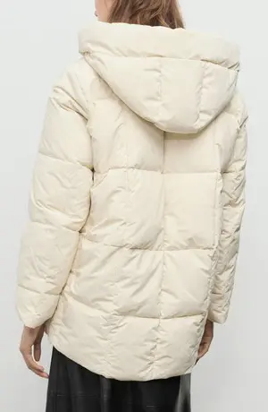 Mango Quilted Hooded Puffer Coat - Vanilla