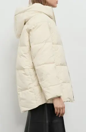 Mango Quilted Hooded Puffer Coat - Vanilla