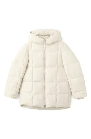 Mango Quilted Hooded Puffer Coat - Vanilla