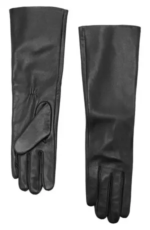 Mango Lined Leather Gloves - Black