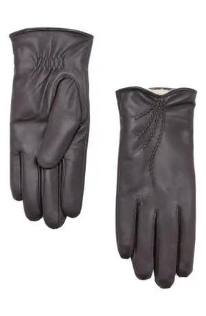Mango Faux-fur Lined Leather Gloves - Chocolate