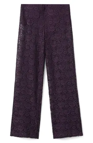 Mango Mid-rise Straight-leg Lace Pants