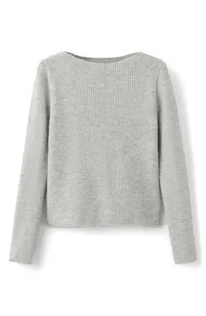 Mango Boat Neck Ribbed Sweater - Grey