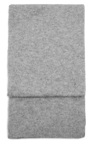 Mango Knit Fringe Scarf - Medium Heather Grey