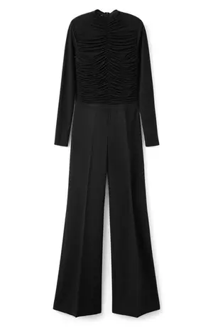 Mango Ruched Long-sleeve Jumpsuit