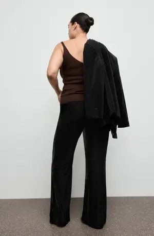 Mango Mid-rise Velvet Pants