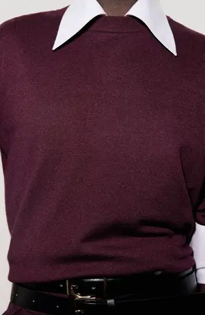 Mango Fine Knit Crewneck Sweater - Wine