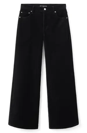 Mango Wide Leg Velvet Jeans - Black