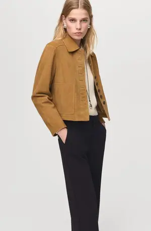 Mango High Waist Straight Leg Trousers