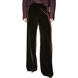 Mango Wide Leg Velvet Trousers - Brown