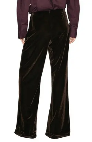 Mango Wide Leg Velvet Trousers - Brown
