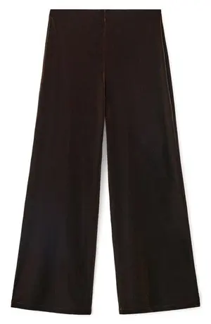 Mango Wide Leg Velvet Trousers - Brown