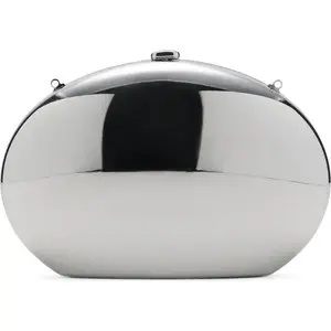 Mango Oval Frame Clutch Silver