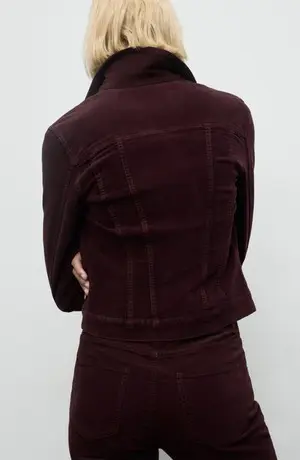 Mango Stitch Velvet Cropped Jacket