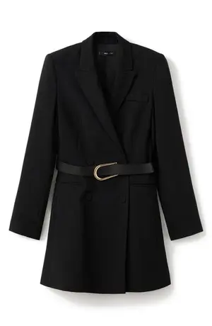 Mango Belted Long Sleeve Blazer Dress