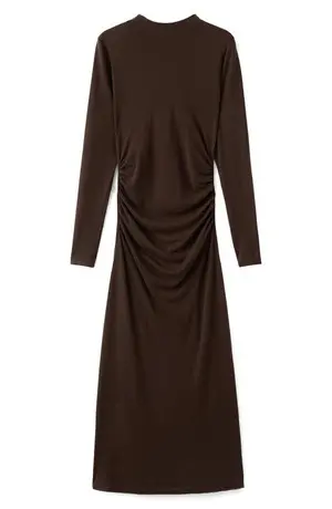 Mango Long Sleeve Knit Midi Dress - Chocolate