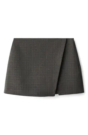 Mango Check Wrap Mini Skirt