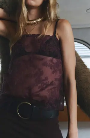 Mango Embroidered Sheer Camisole