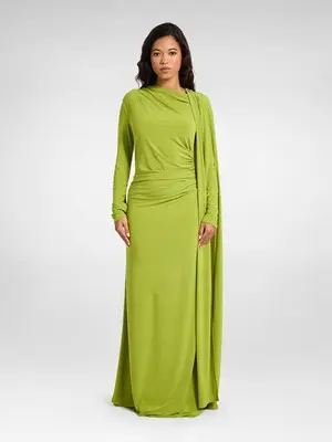DASKA Cape Maxi Dress - Chartreuse