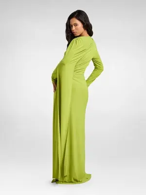 DASKA Cape Maxi Dress - Chartreuse