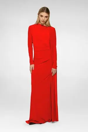 DASKA Cape Maxi Dress - Red