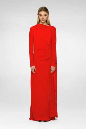 DASKA Cape Maxi Dress - Red