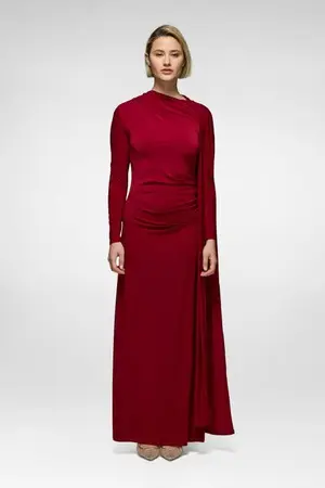 DASKA Cape Maxi Dress - Wine