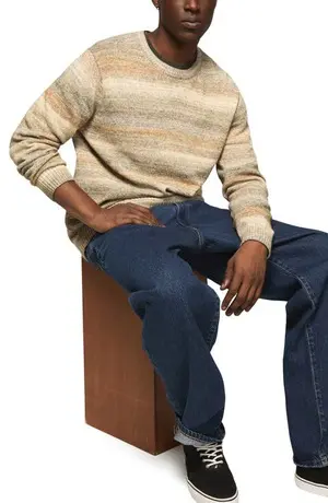 Lucky Brand Space Dye Cotton Blend Crewneck Sweater