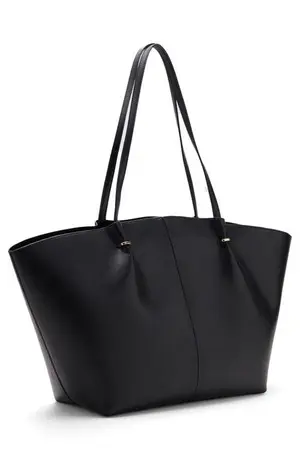 Mango Faux Leather Shopper Bag - Black