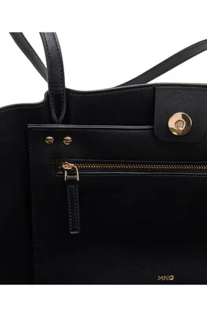Mango Faux Leather Shopper Bag - Black