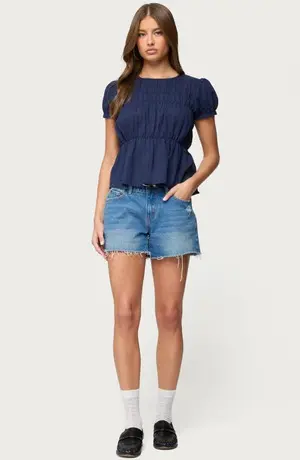 EDIKTED Maricella Peplum Top - Navy
