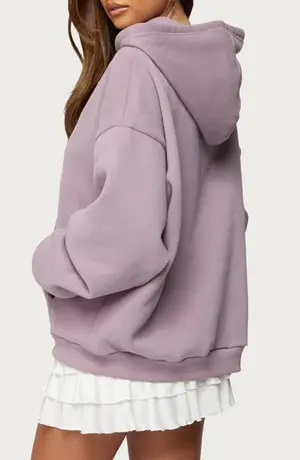 EDIKTED Appliqué Oversized Hoodie - Purple
