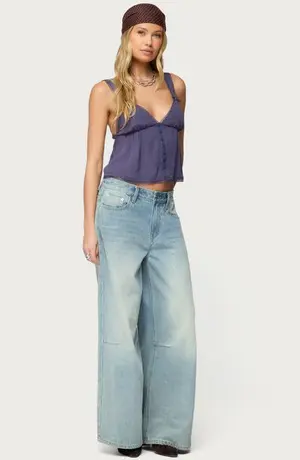 EDIKTED Andrea Babydoll Camisole Top - Navy