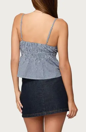 EDIKTED Gingham Babydoll Camisole - Navy