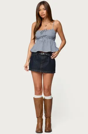 EDIKTED Gingham Babydoll Camisole - Navy