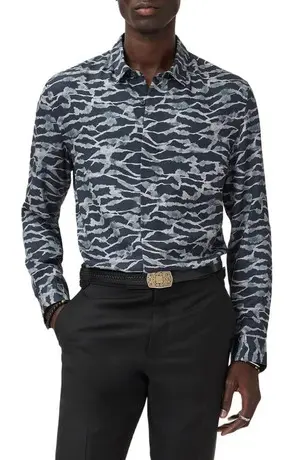 John Varvatos Rodney Abstract Print Modal Button-up Shirt