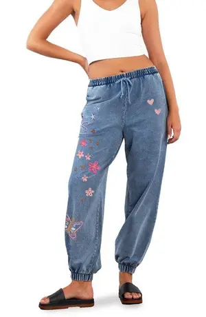 BILLY T Embroidered Jogger - Denim