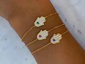 GEMMA AZZURRO Pave Hamsa Hand Bracelet