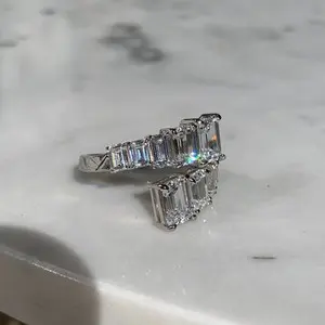 GEMMA AZZURRO Emerald Cut Cubic Zirconia Statement Ring