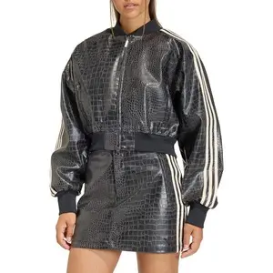 ADIDAS ORIGINALS Sst Croc Embossed Faux Leather Track Jacket - Black