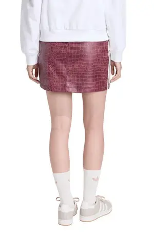 ADIDAS ORIGINALS Croc Embossed Faux Leather Miniskirt