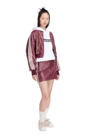 ADIDAS ORIGINALS Croc Embossed Faux Leather Miniskirt