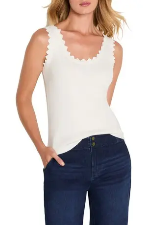 NIC+ZOE Scallop Trim Sweater Tank - Classic Cream