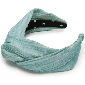 Lele Sadoughi Greta Shimmer Knotted Headband - Jade Turquoise