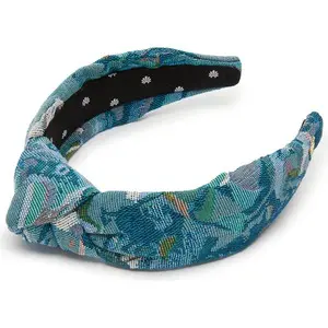 Lele Sadoughi Knotted Floral Jacquard Headband - Imperial Blue